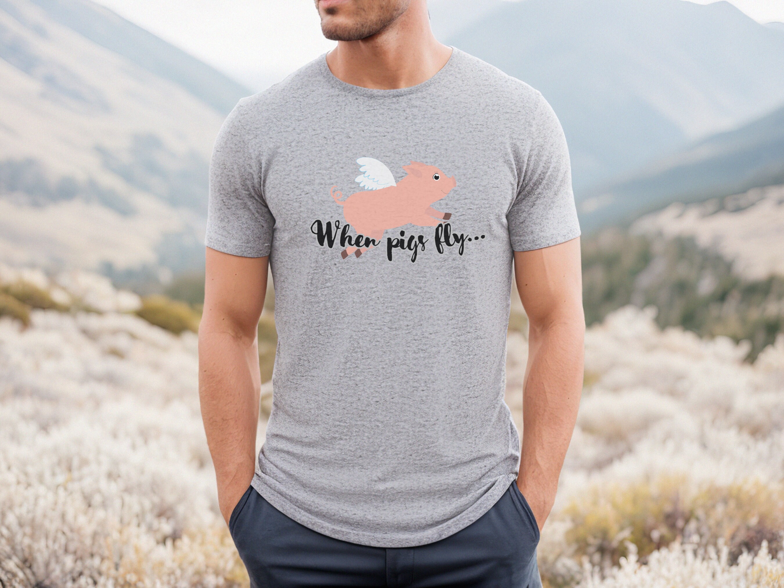 When Pigs Fly Tshirt, Funny Pig Shirt, Animal Lover Tee, Cute Pig T ...