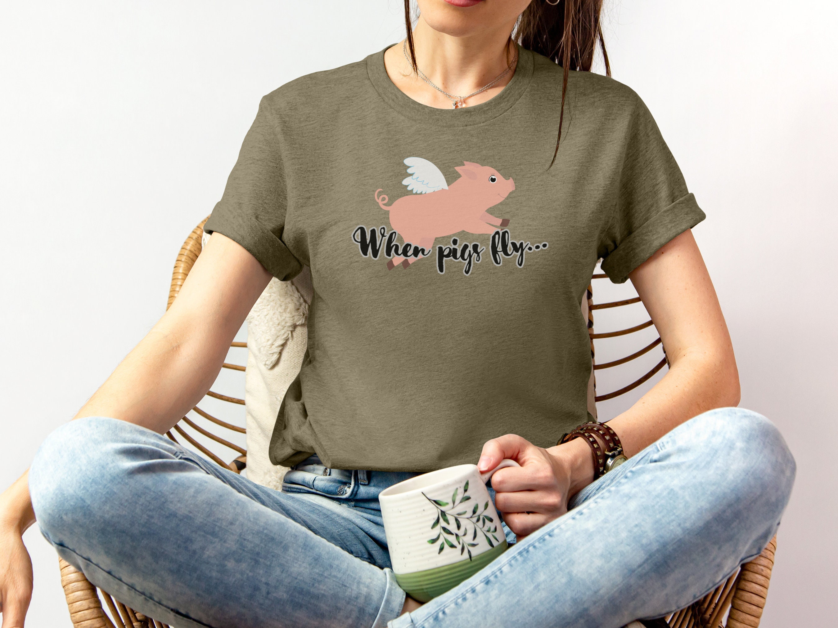 When Pigs Fly Tshirt, Funny Pig Shirt, Animal Lover Tee, Cute Pig T ...