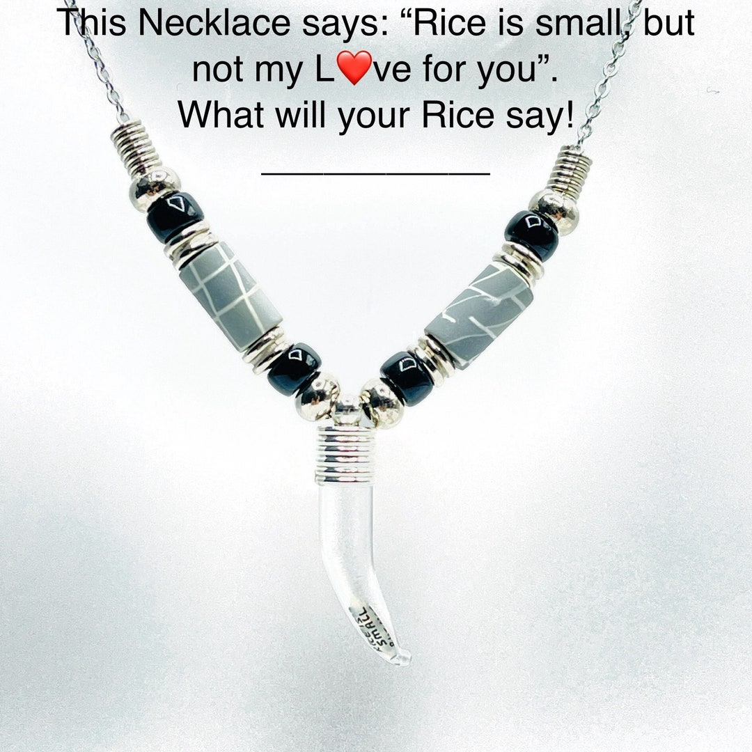 Rice Jewelry, Name on Rice Necklace, Glass Beads, Fimo Beads, Rice ...