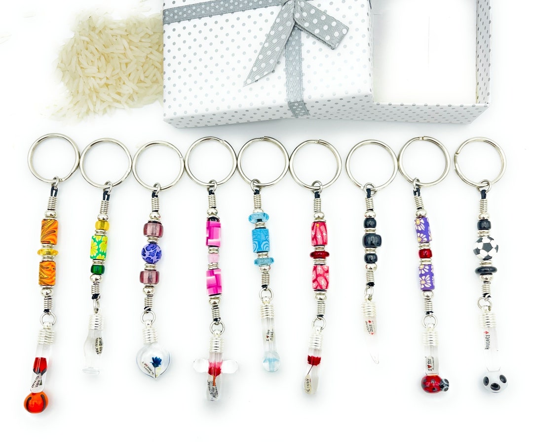 Rice Jewelry, Name on Rice Keychain, Unique Gifts for Mom, Messages on ...