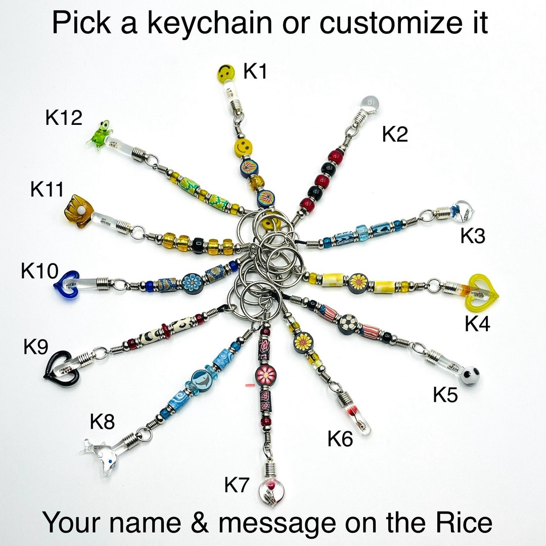 Rice Jewelry, Name on Rice Keychain, Unique Gifts for Mom, Messages on ...