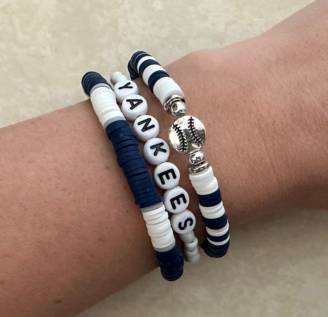 New York Yankees Baseball Bracelets SET OF 3 Stackable Baseball ...