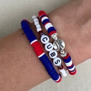 Chicago Cubs Baseball Bracelets | SET OF 3 | Stackable Baseball ...