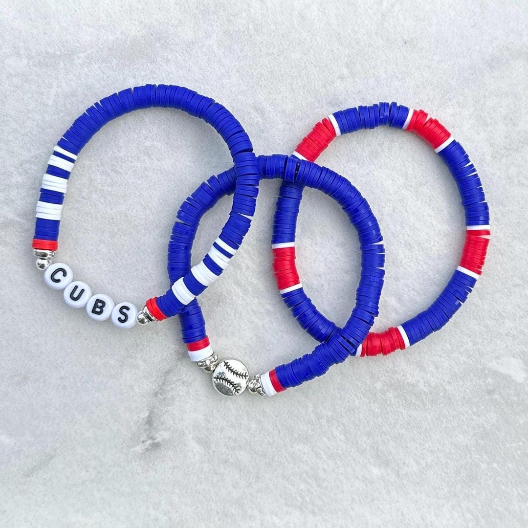 Chicago Cubs Baseball Bracelets | SET OF 3 | Stackable Baseball ...