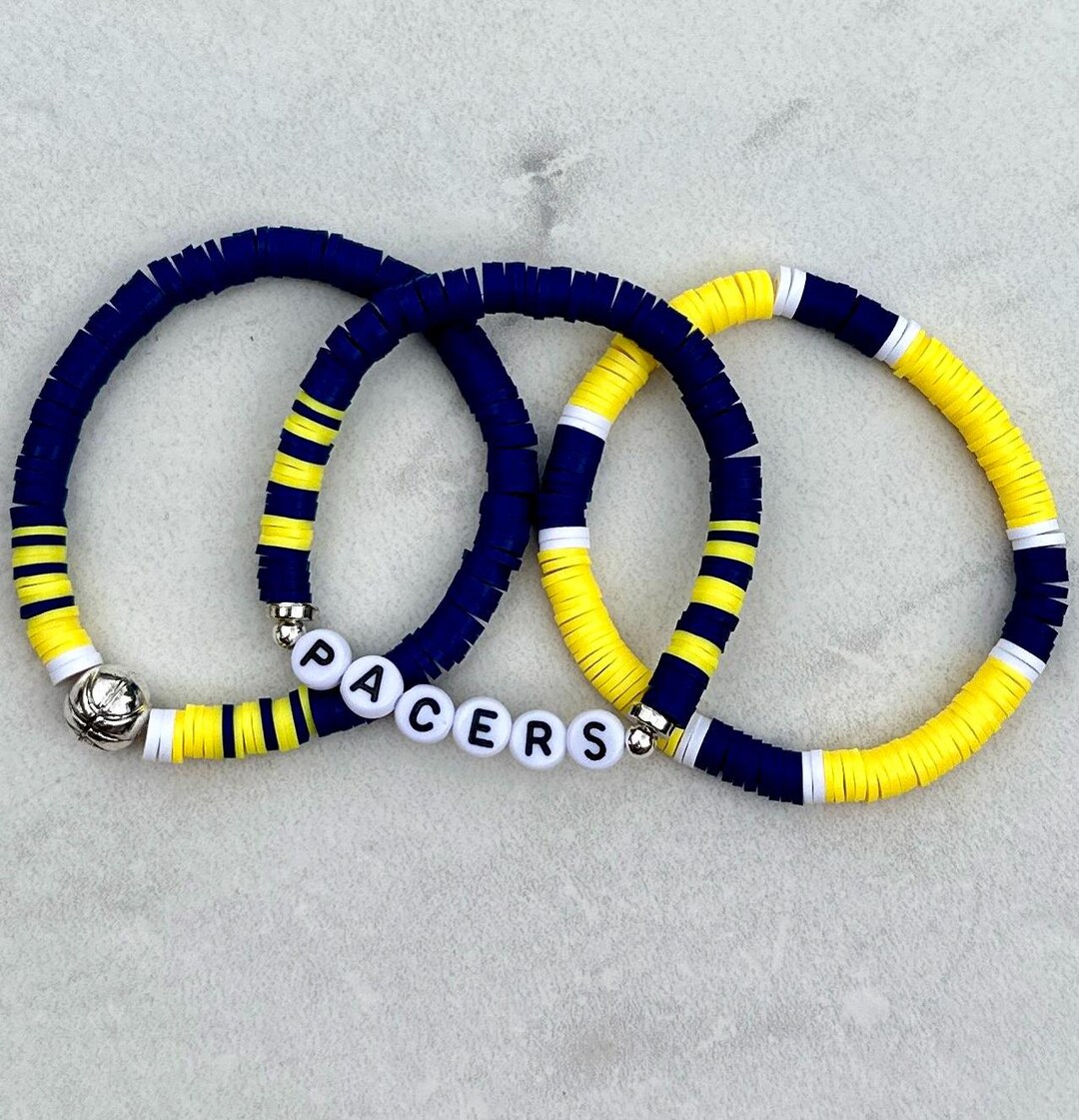 Indiana Pacers Basketball Bead Bracelet Set | NBA Game Day Team ...