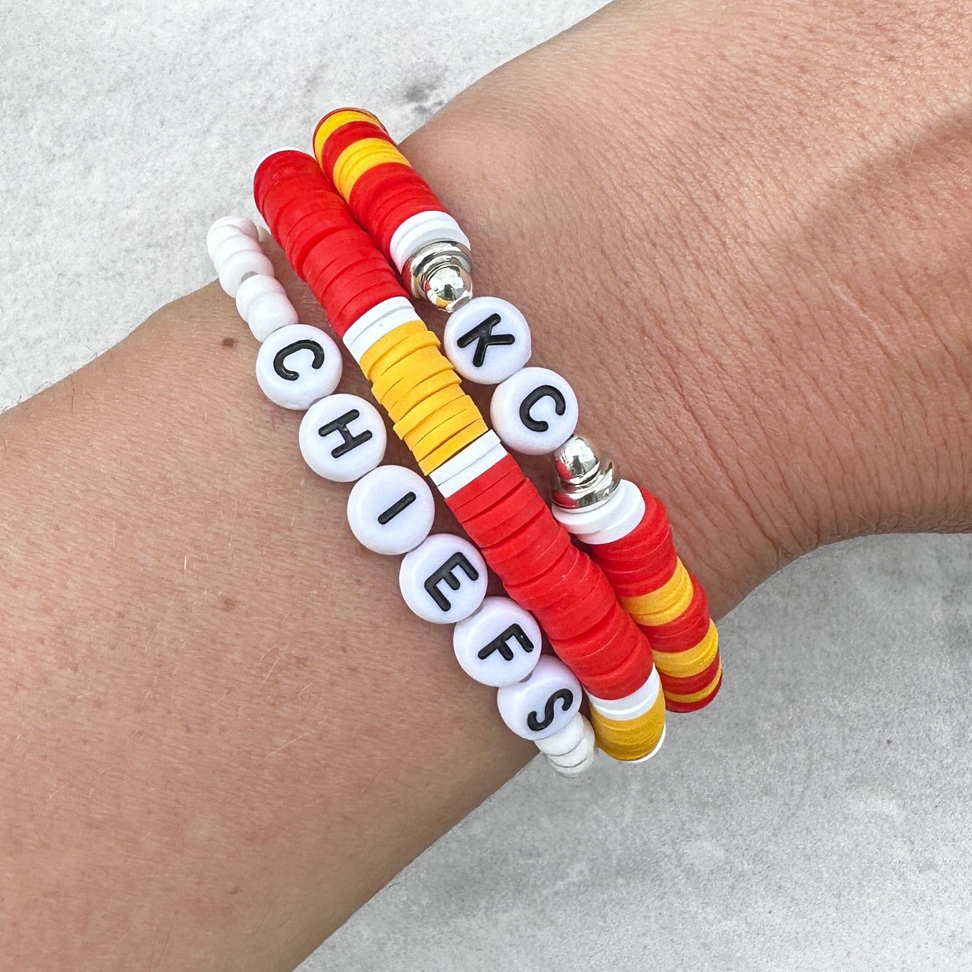 Kansas City Chiefs Football Bracelets SET OF 3 Team Bracelets Stackable ...