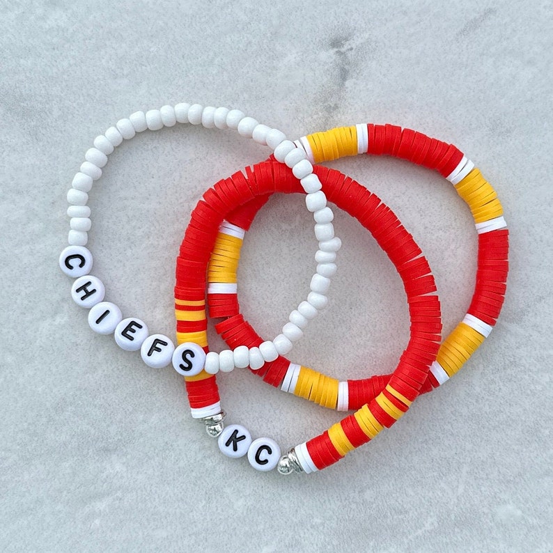 Kansas City Chiefs Football Bracelets SET OF 3 Team Bracelets Stackable ...