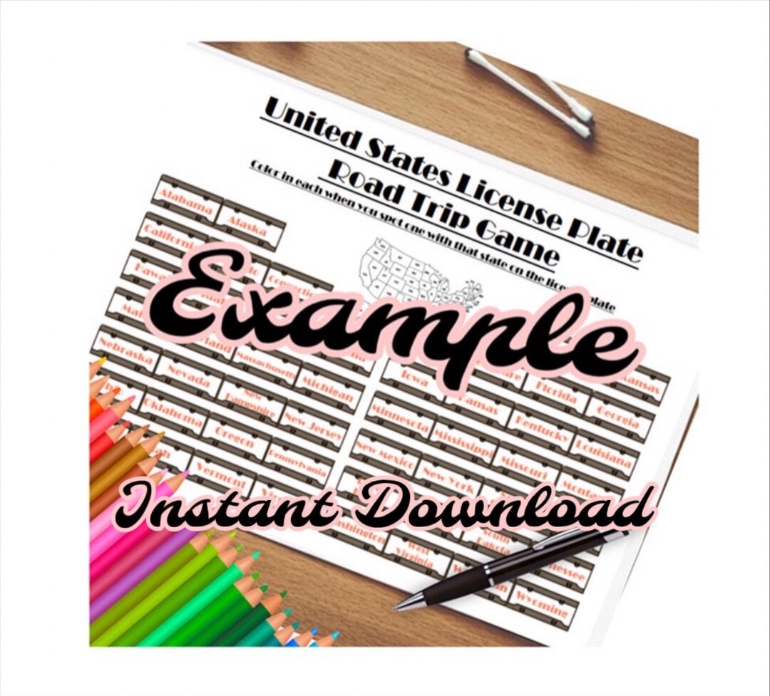 United State License Plate Game Digital / Instant Download / Print ...