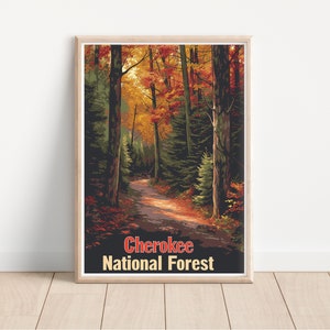 Vintage-inspired Cherokee National Forest Travel Poster, Forest Wall ...