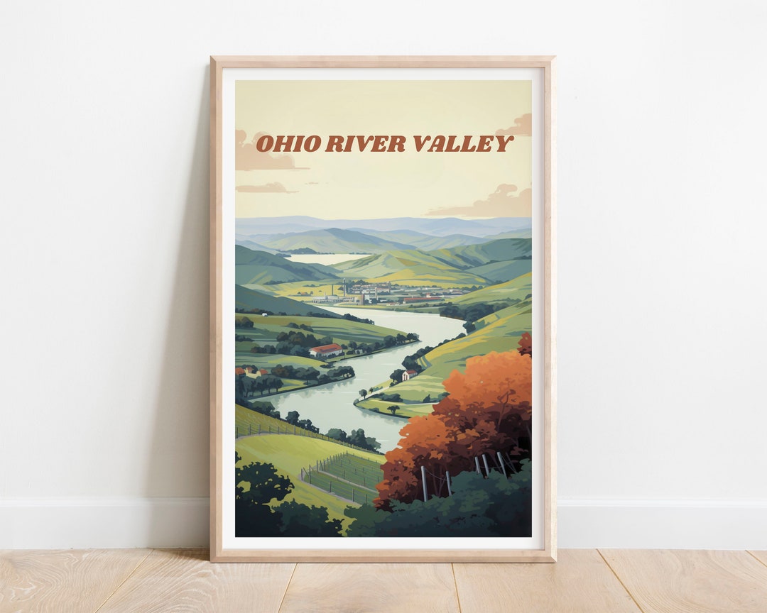 Ohio River Valley Travel Poster, Vintage Style Wall Art, Nature Scenic ...