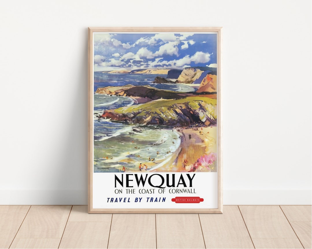 Vintage Newquay Cornwall Poster, Retro British Railway Travel Print ...