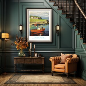 Vintage Scapa Flow Travel Poster, Orkney Islands Scotland, Coastal ...