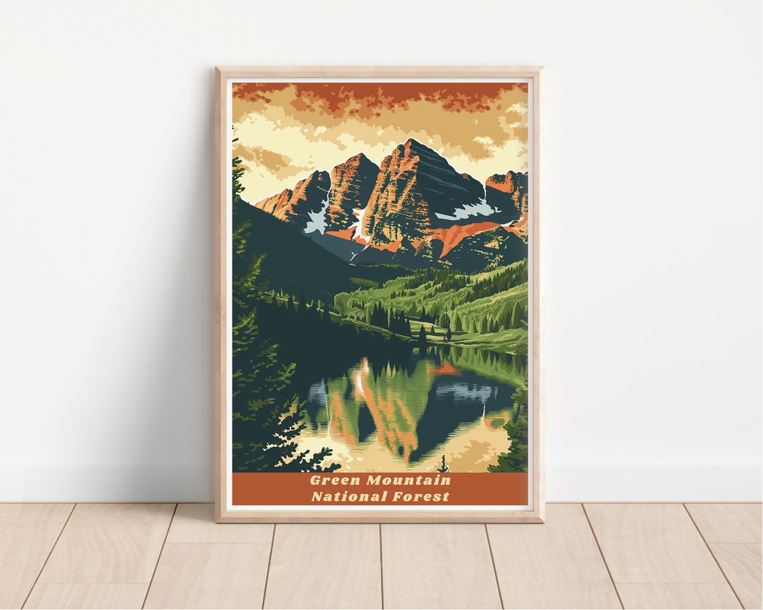 Green Mountain National Forest Travel Poster, Vintage-inspired Wall Art ...
