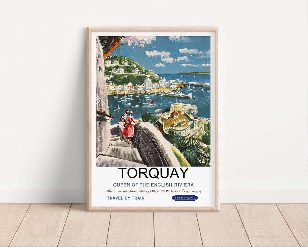Vintage Torquay Travel Poster, British Railways Train Travel Art ...
