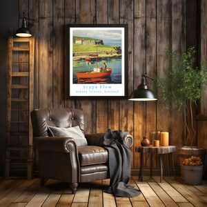 Vintage Scapa Flow Travel Poster, Orkney Islands Scotland, Coastal ...