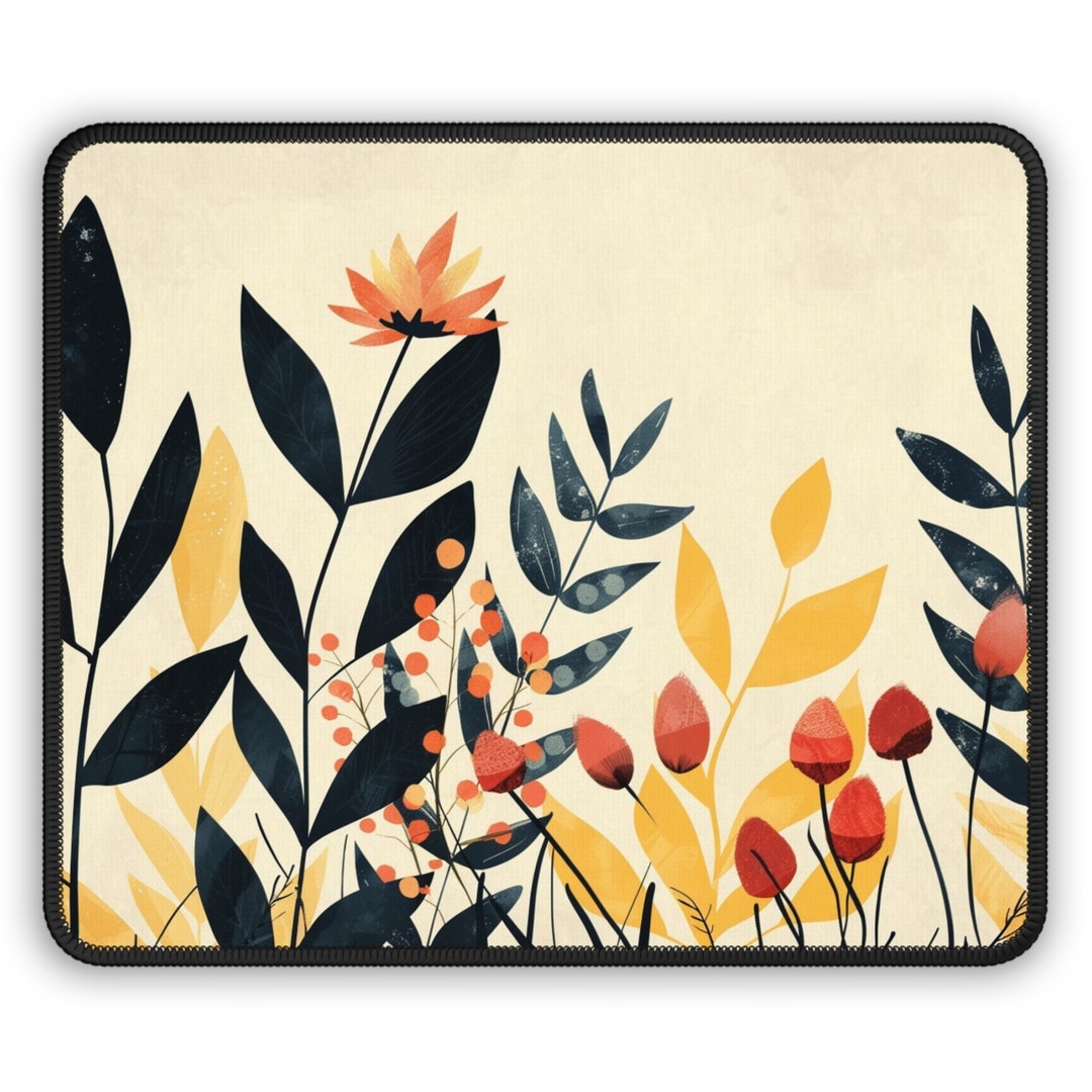 Floral Art Mouse Pad - Vibrant Botanical Illustration, Decorative ...