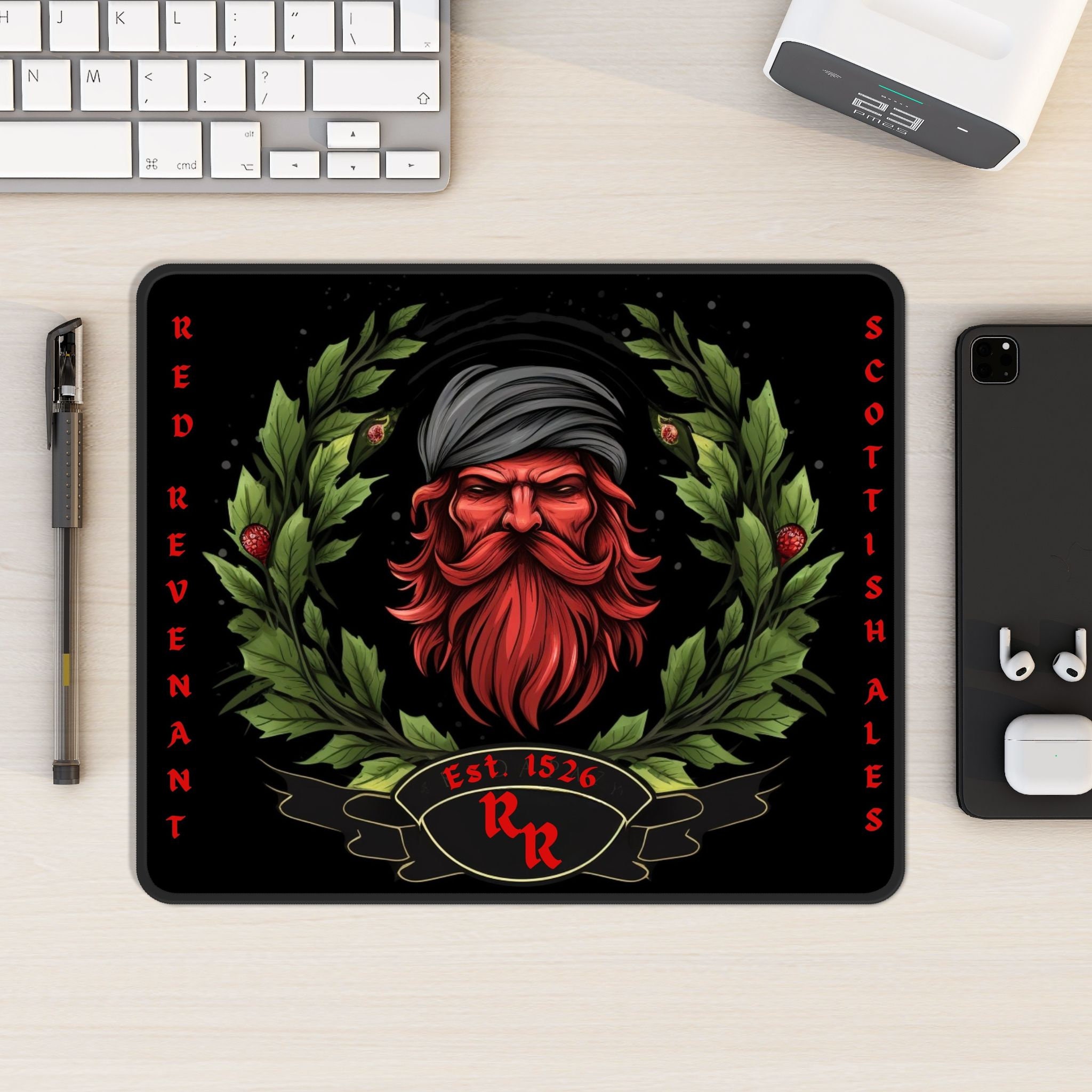 Vintage Graphic Mousepad, Red Revenant Scottish Ales, Gold and Black ...