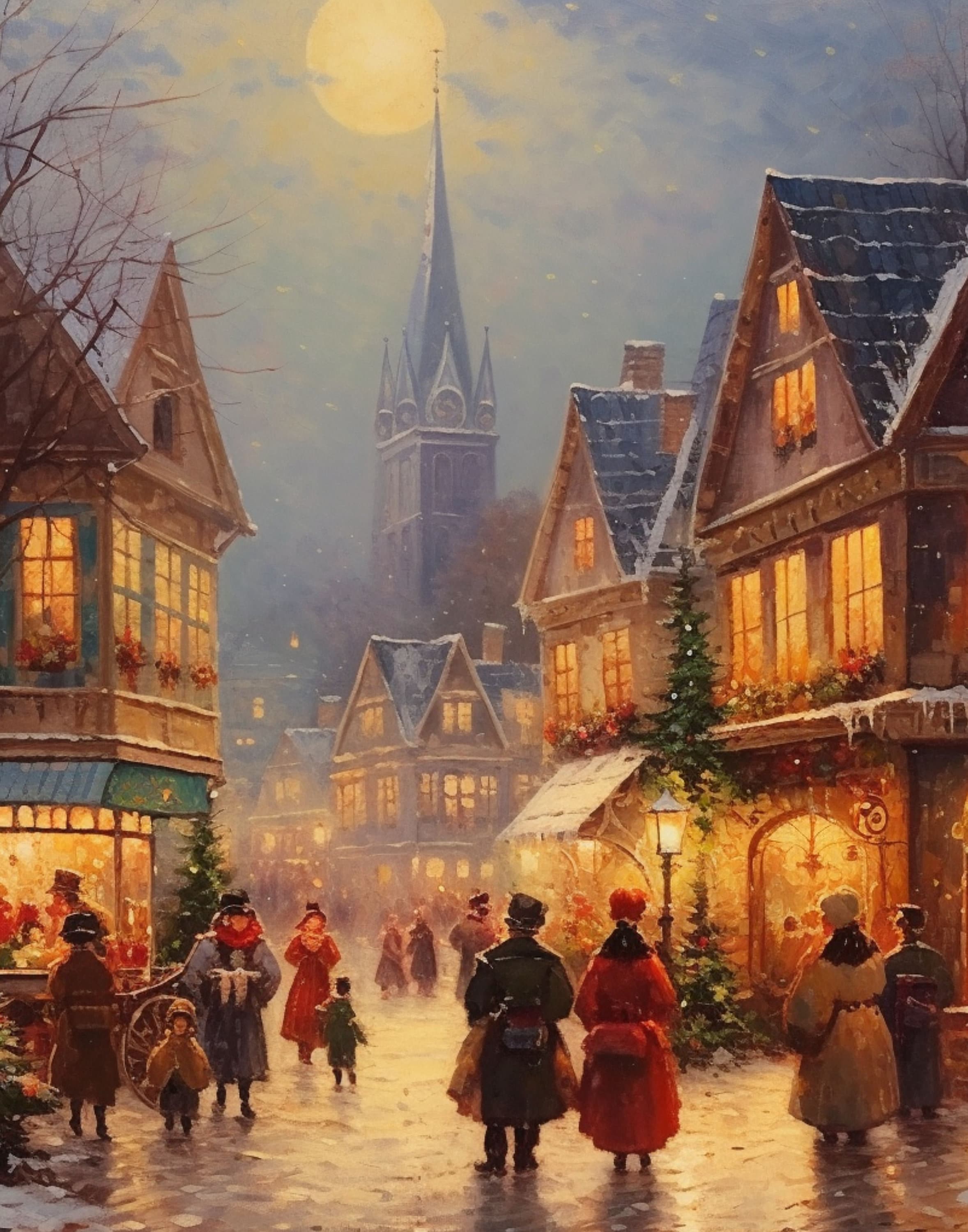 Nostalgic Christmas Street Scene Affordable Artwork Digital Download ...