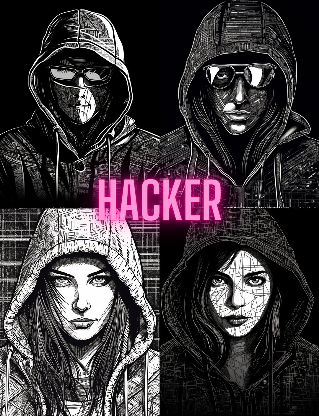 Coloring Book Hacker for Kids ,digital Product,digital Download ...