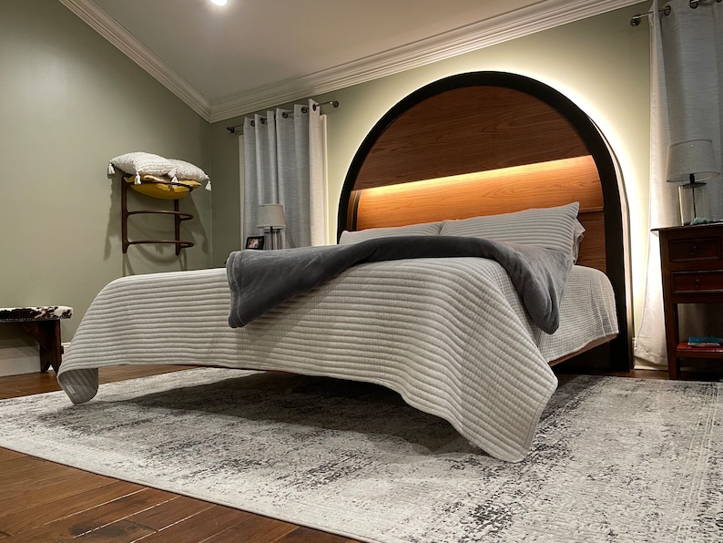 Arched Headboard Floating Bed - Etsy