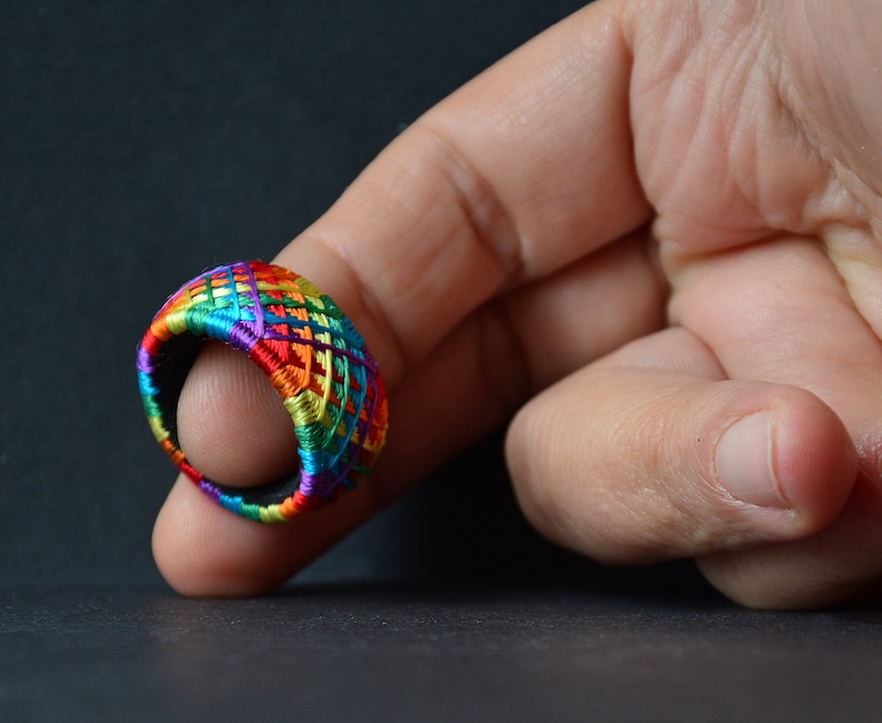 Japanese Thimble Ring Kaga Yubinuki Embroidered Rainbow Jewelry - Etsy