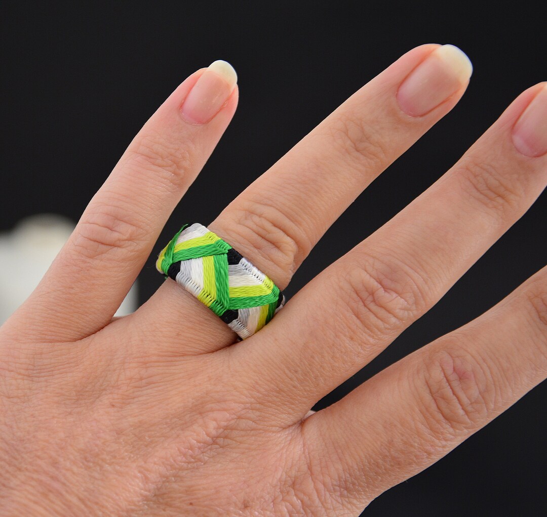 Aromantic Ring, Gay Pride Rainbow Jewelry, LGBTQ Gifts, Japanese Silk ...