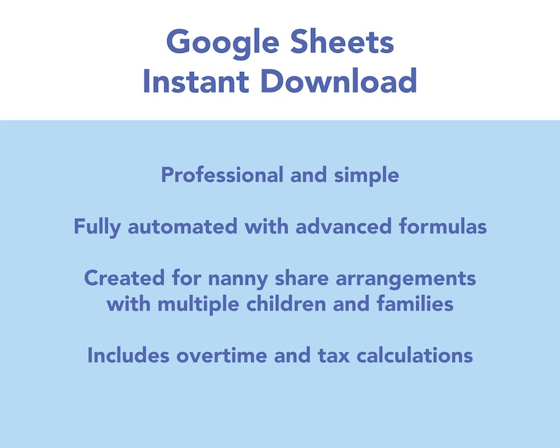 Nanny Share Time Sheet Template, Perfect for Complex Nanny Share With ...