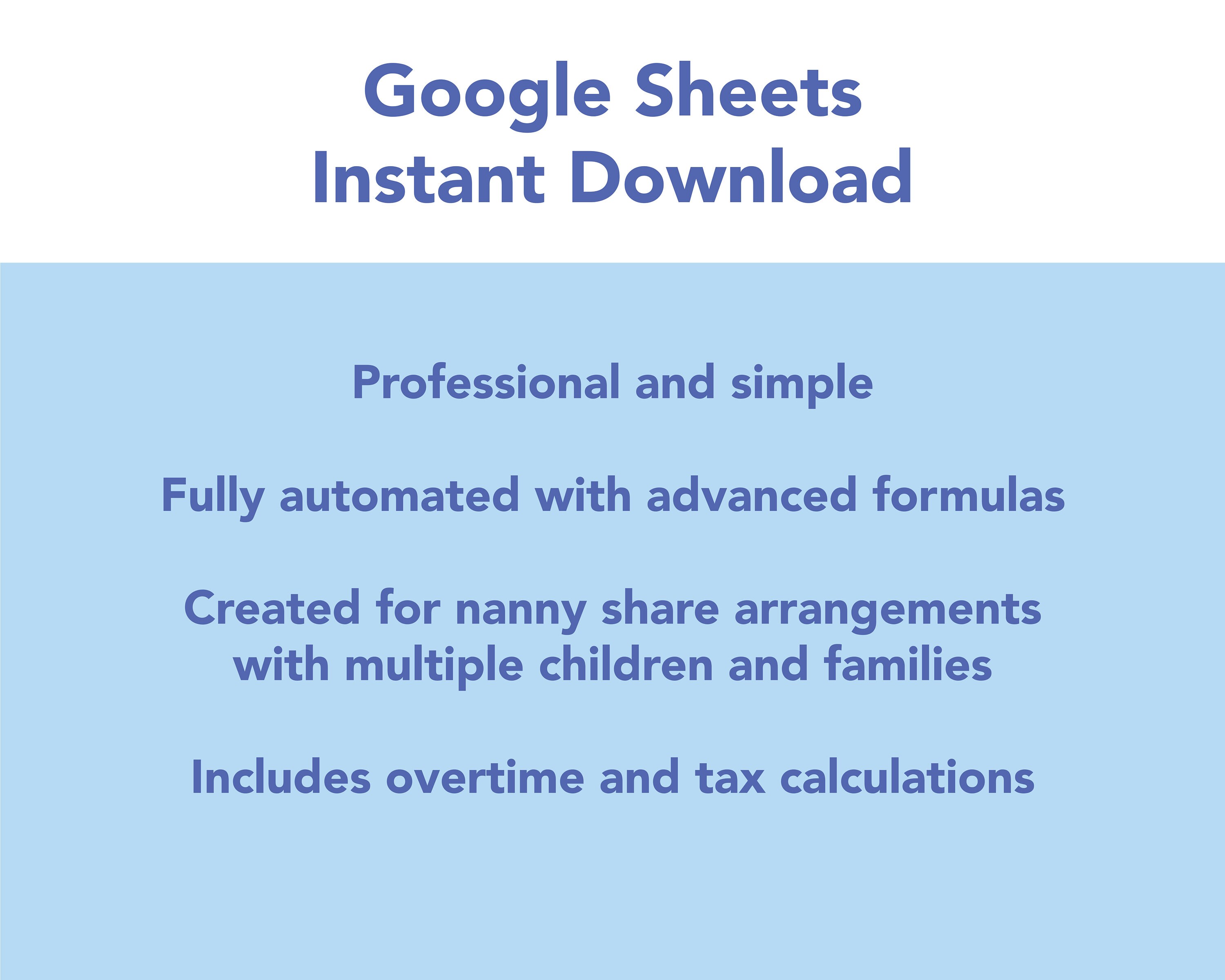 Nanny Share Time Sheet Template, Perfect for Complex Nanny Share With ...