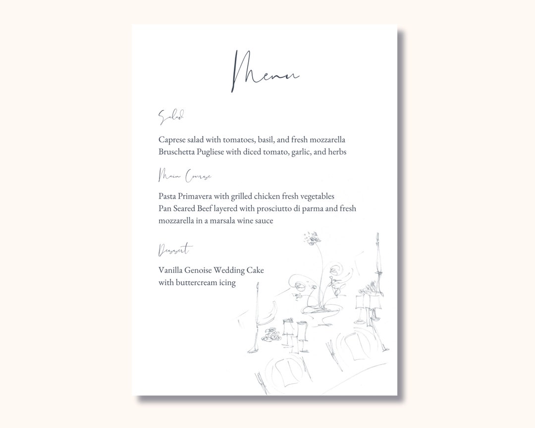 Custom Dinner Party Menu Design Custom Menu Fine Art Custom Dinner Menu ...