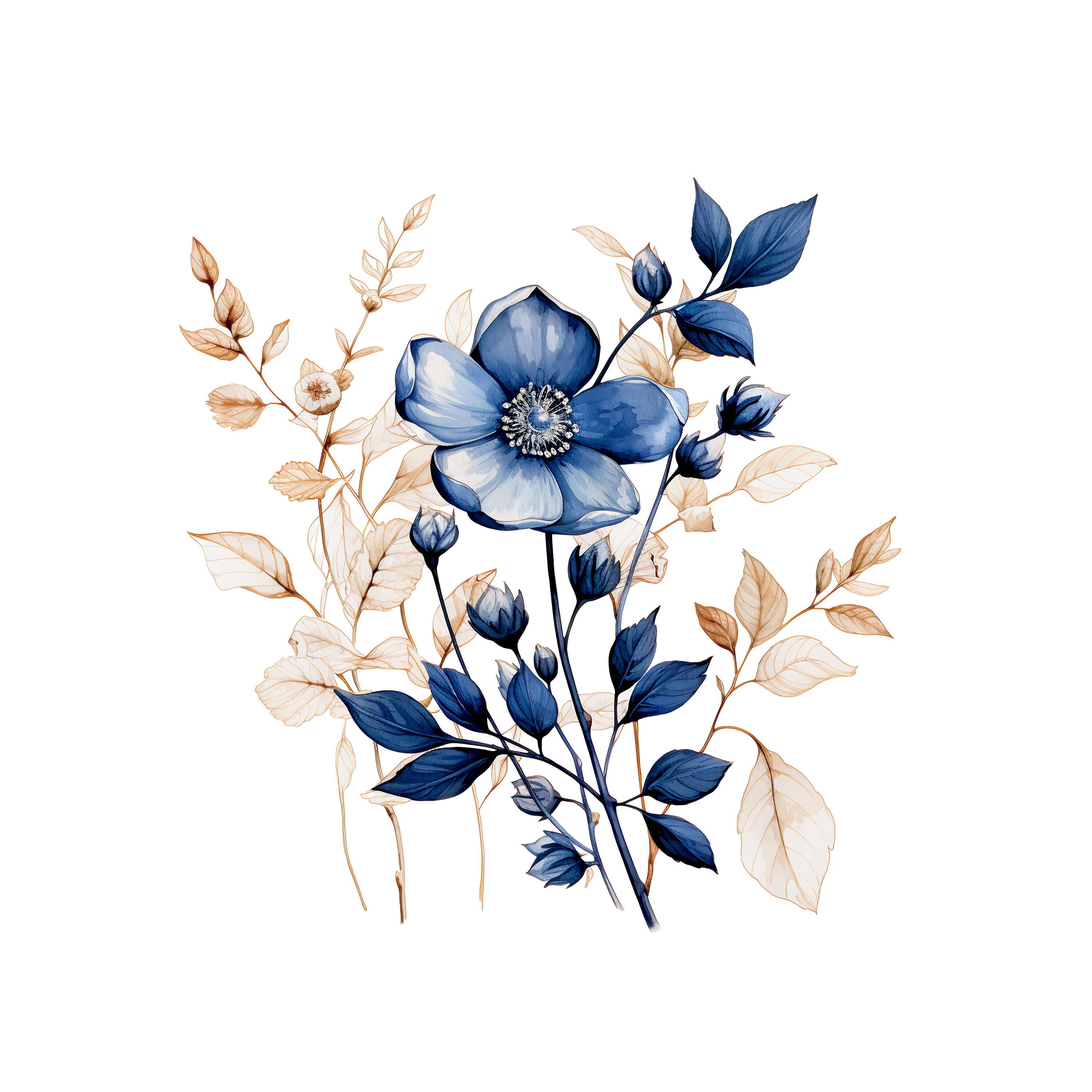 Set of 3 Botanical Prints, Blue Flowers - Etsy
