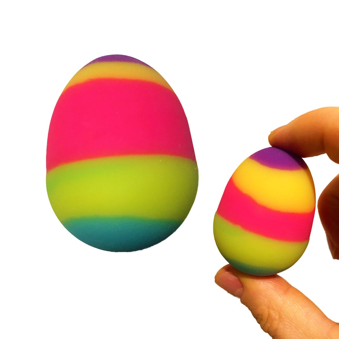 Rainbow Rubber Bouncing Ball Egg Shape - Goofy - Reaction Ball - Etsy