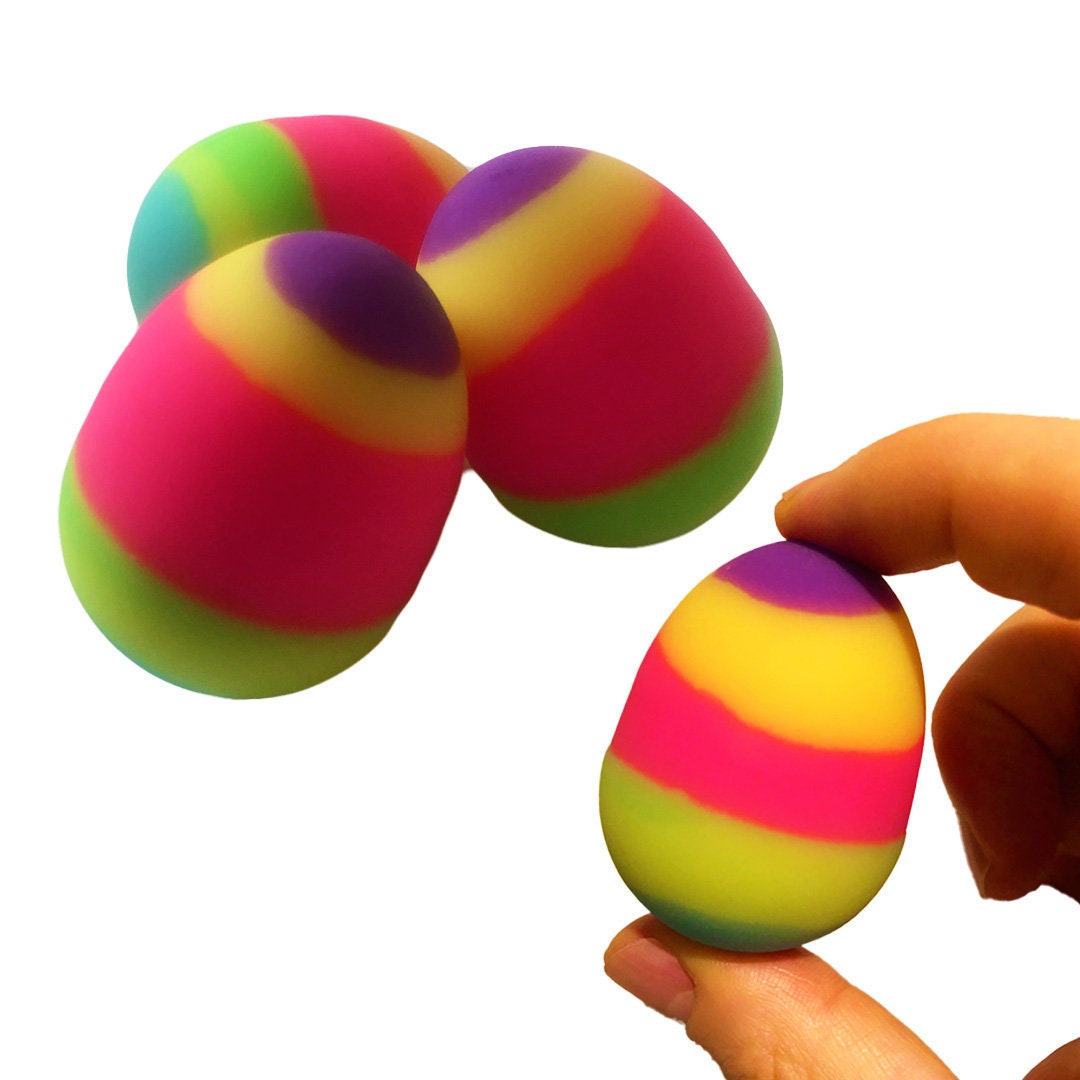 3 Pcs Colorful Rubber Bouncy Ball Egg Shape Goofy Reaction Ball - Etsy