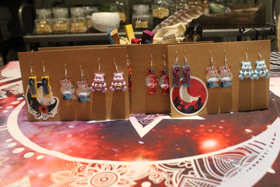 Cute Care Bear and Candy Earrings Set - Etsy