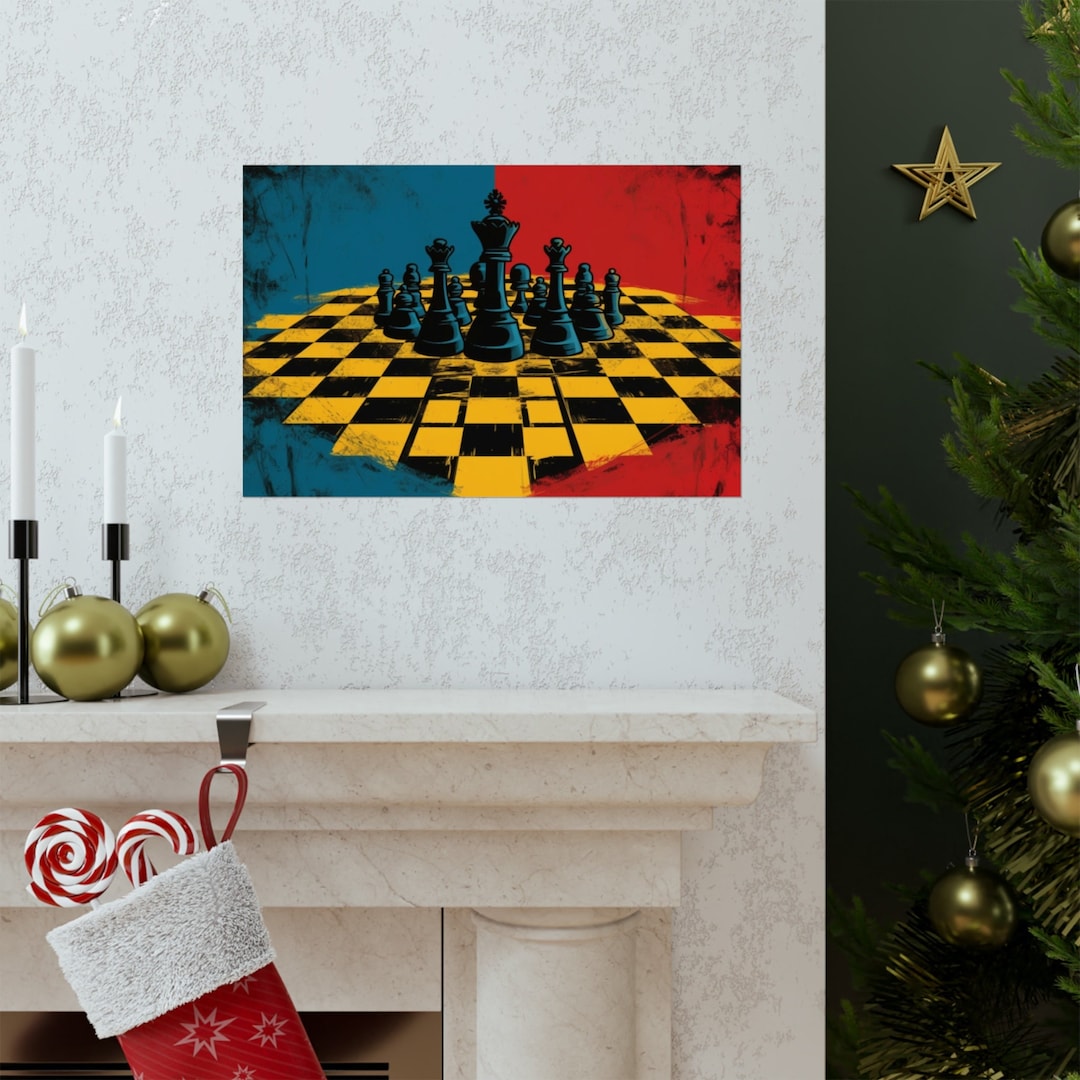 Chess Wall Art ,chess Pieces Poster,modern Chess Wall Decor,chess Art ...