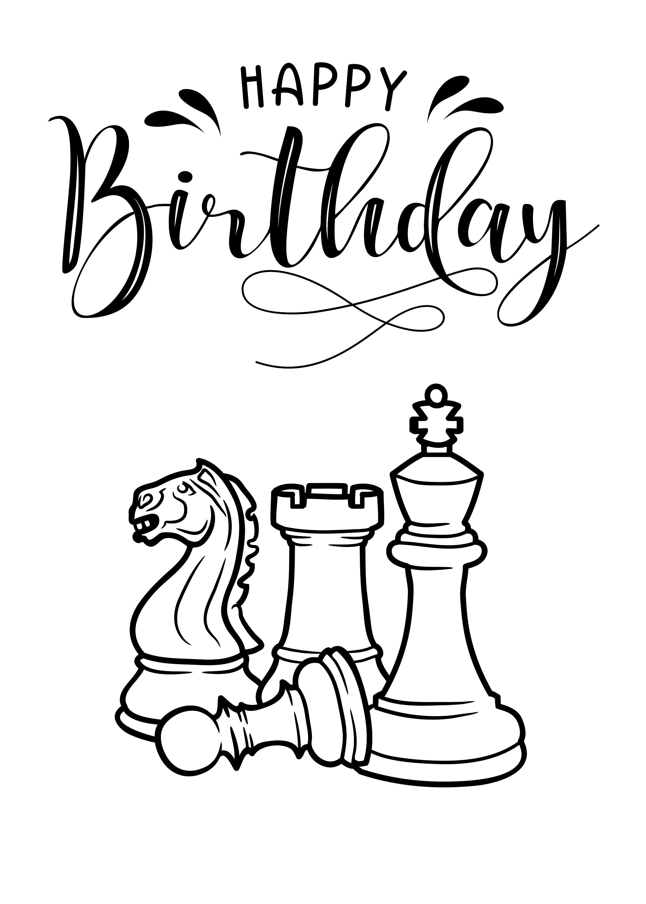 Printable Birthday Card, Happy Birthday to Chess Player, Funny Chess ...