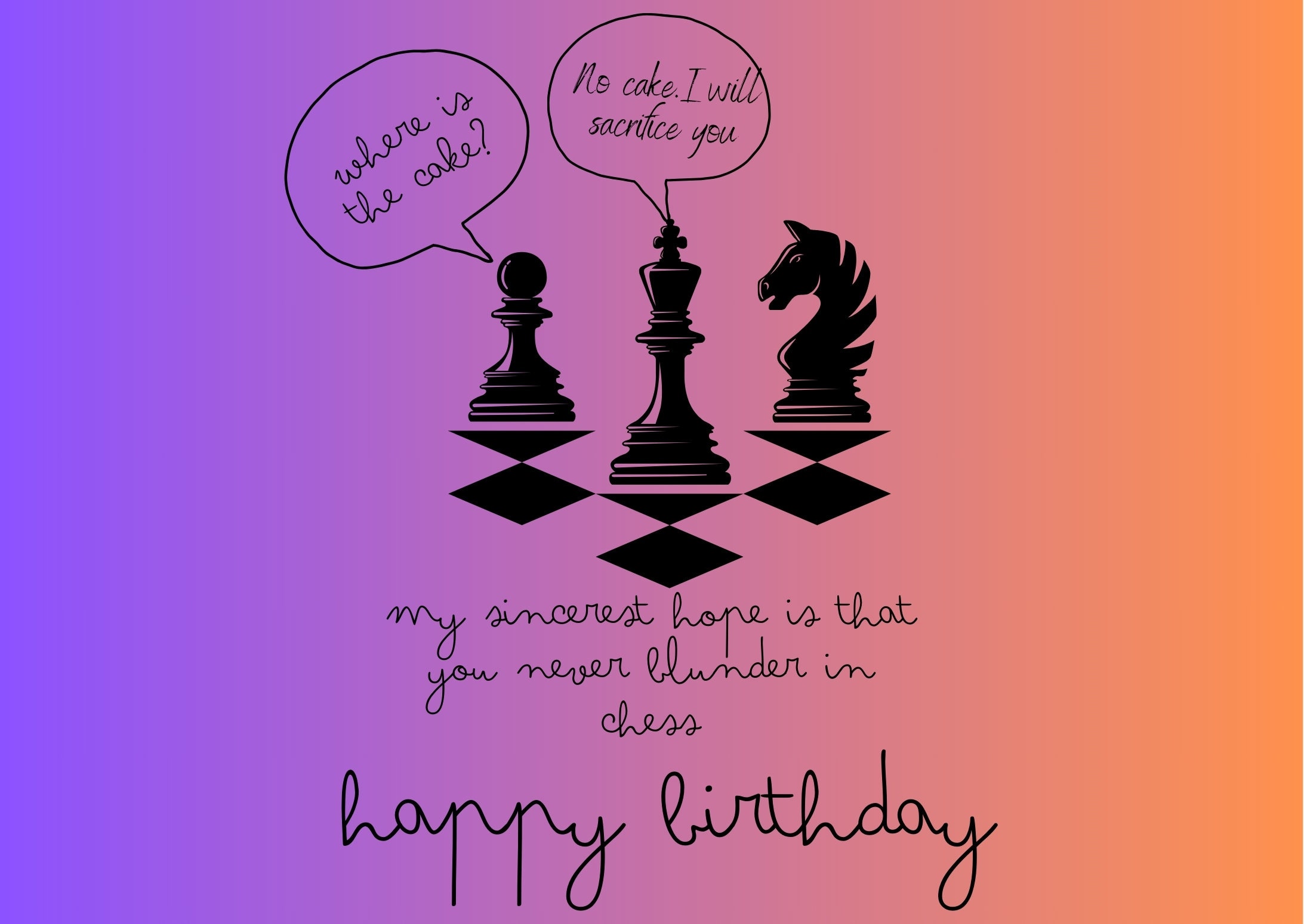 Printable Birthday Card, Happy Birthday to Chess Player, Funny Chess ...