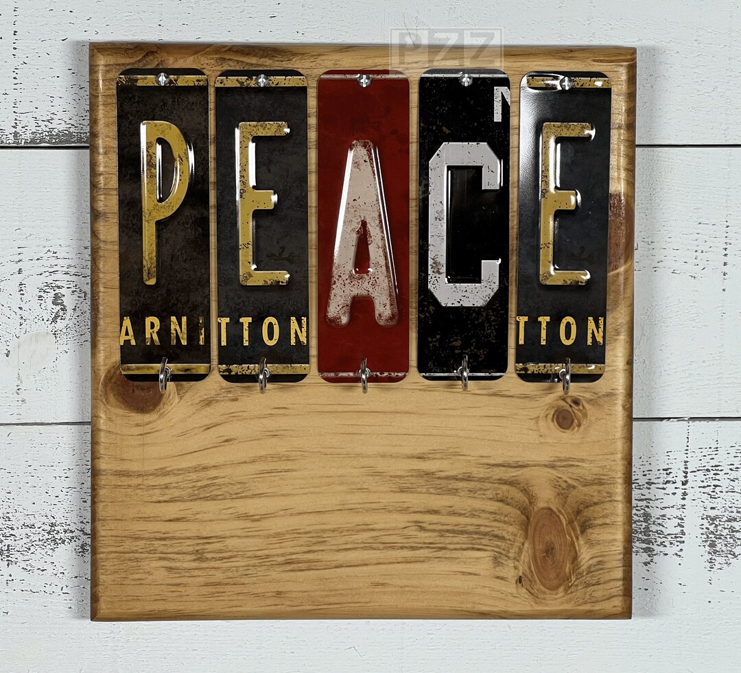 Peace- License Plate Craft Letters Key Holder - Etsy