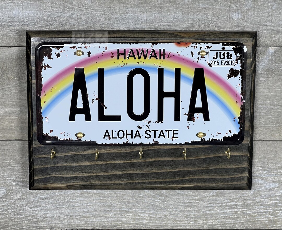Hawaii Aloha- License Plate Key Holder - Etsy