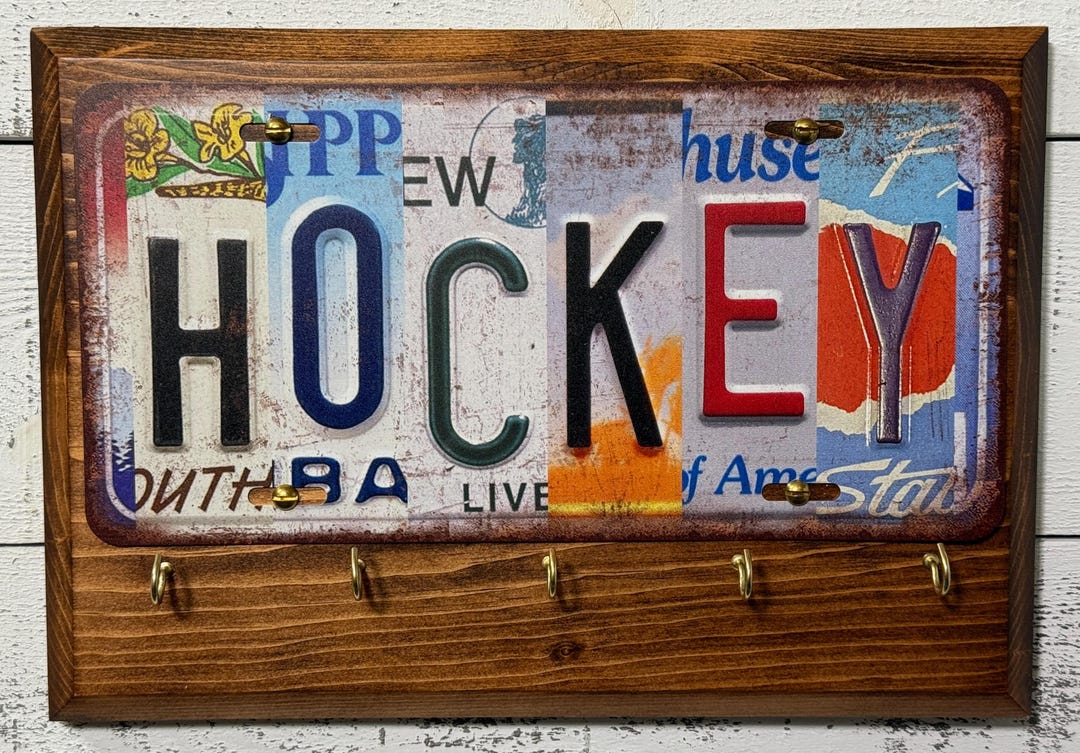 Hockey- License Plate Key Holder - Etsy