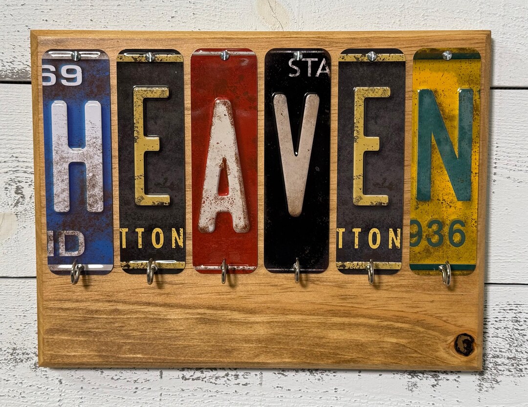 HEAVEN- License Plate Craft Letters Key Holder - Etsy