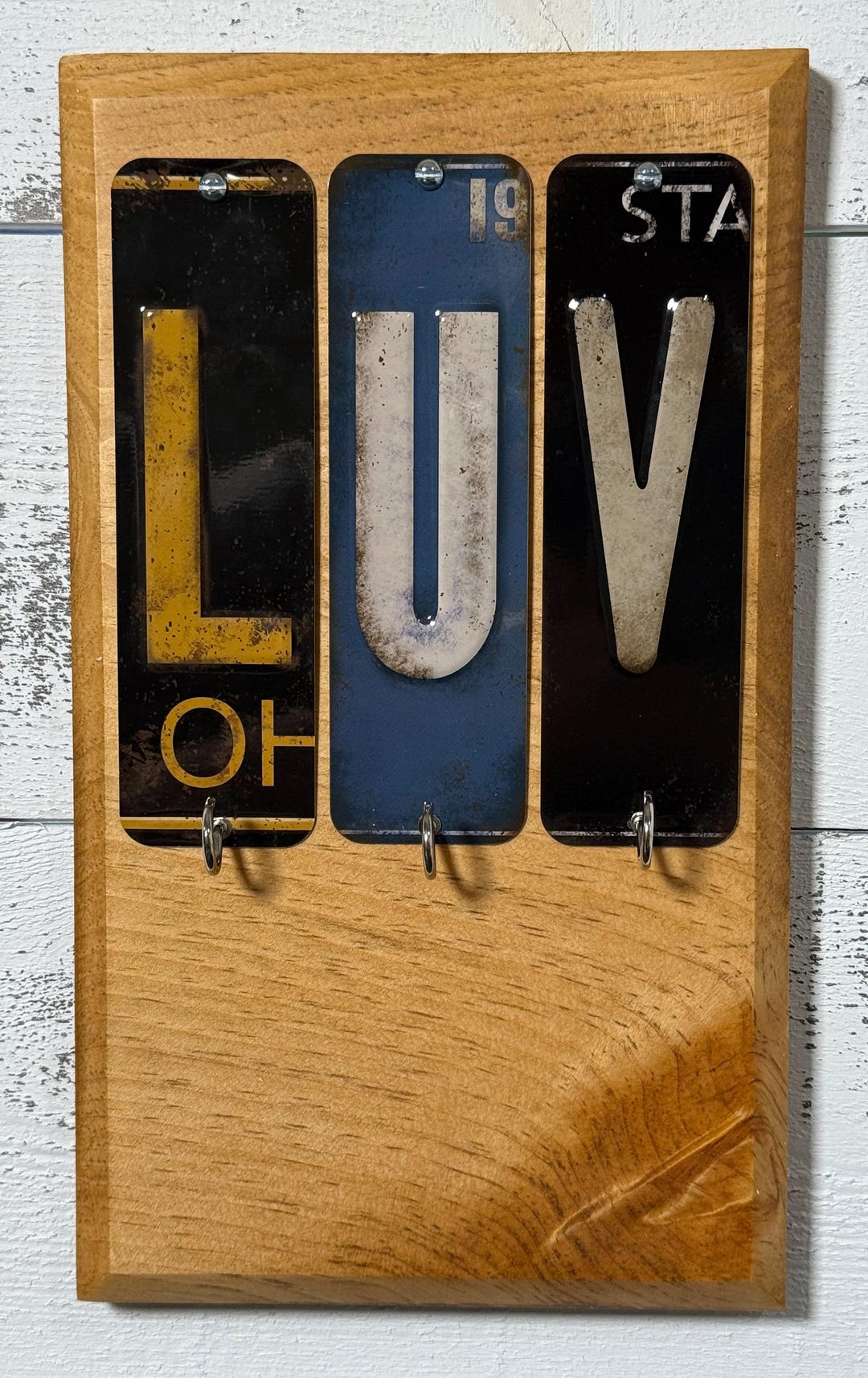 LUV- License Plate Craft Letters Key Holder - Etsy