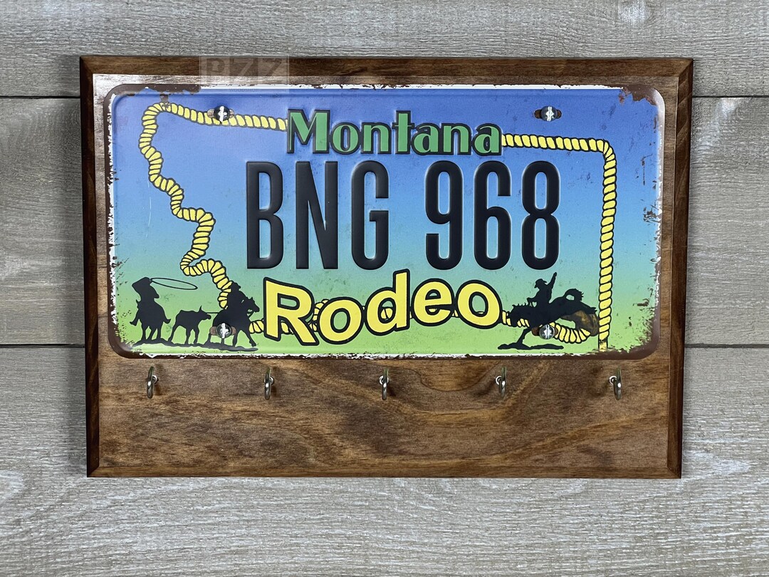Montana- Rodeo- License Plate Key Holder - Etsy