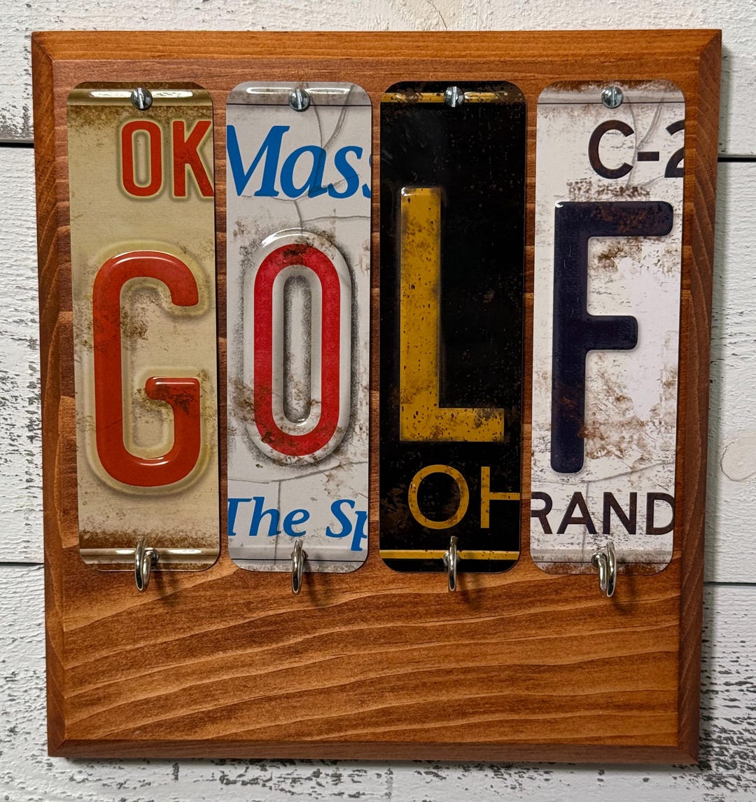GOLF- License Plate Craft Letters Key Holder - Etsy