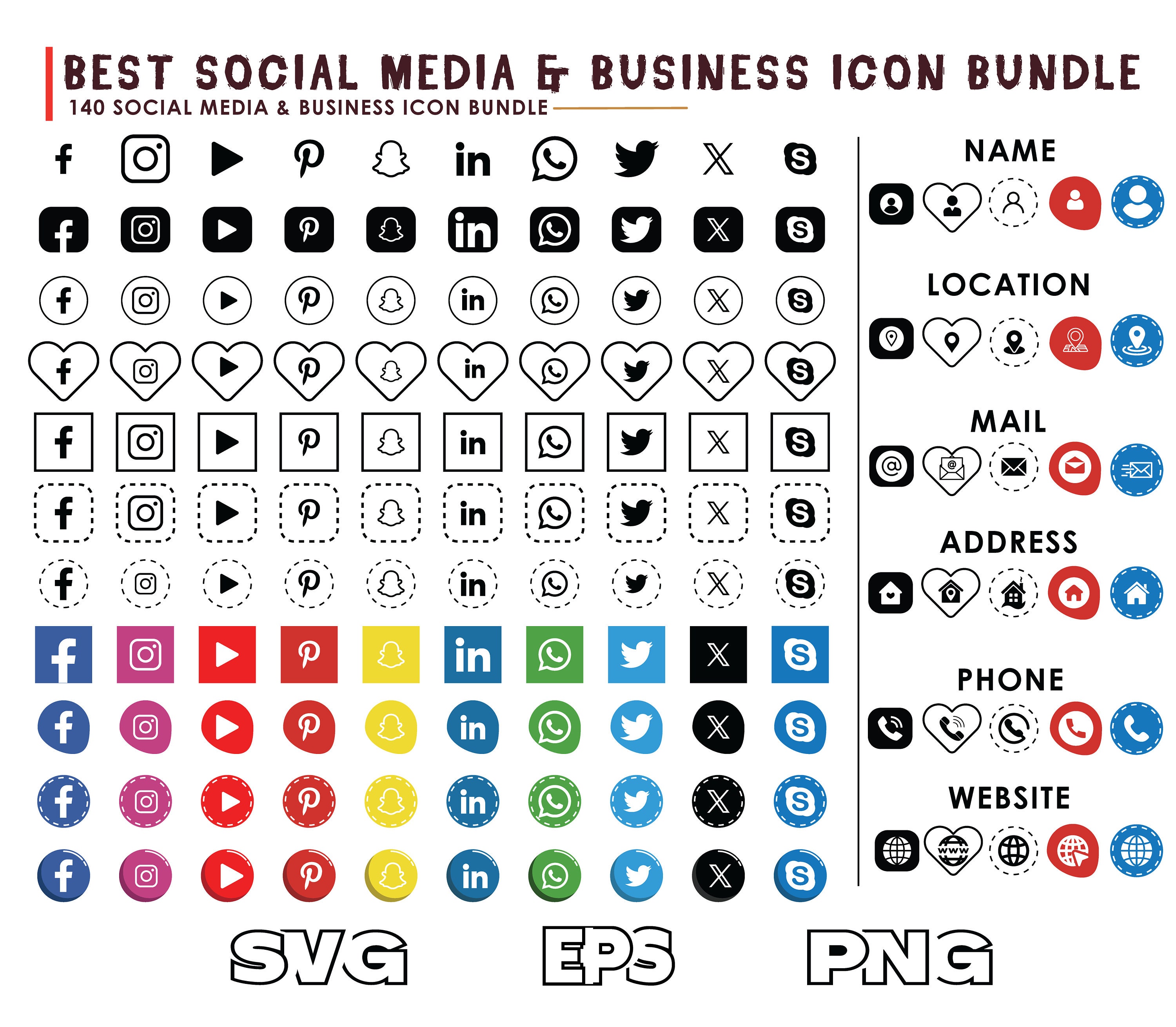 Business Card Icons & Social Media Icons , Business Icons, Phone Number Icons, Email Icons ...
