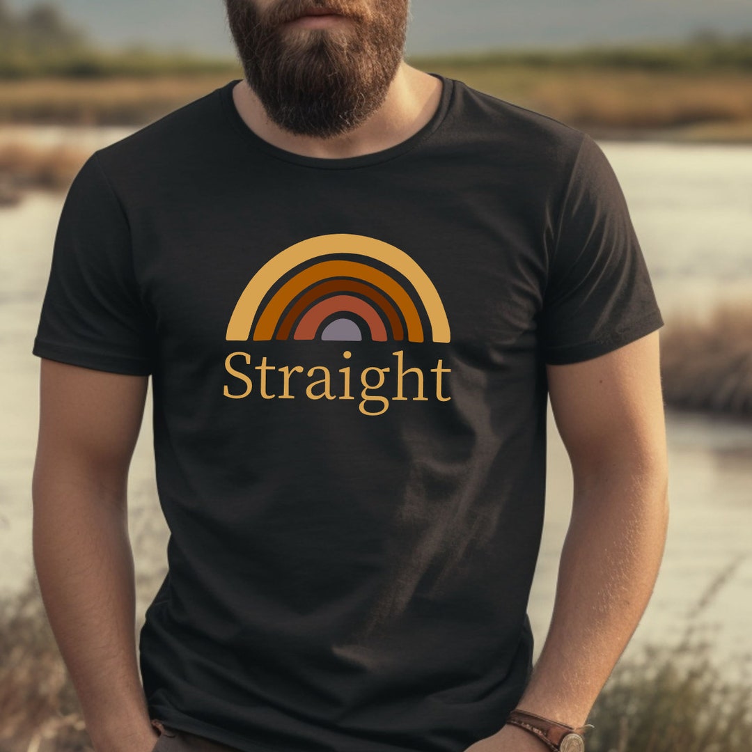 Straight Pride Tee: Earth Tone Rainbow Graphic T-shirt - Etsy
