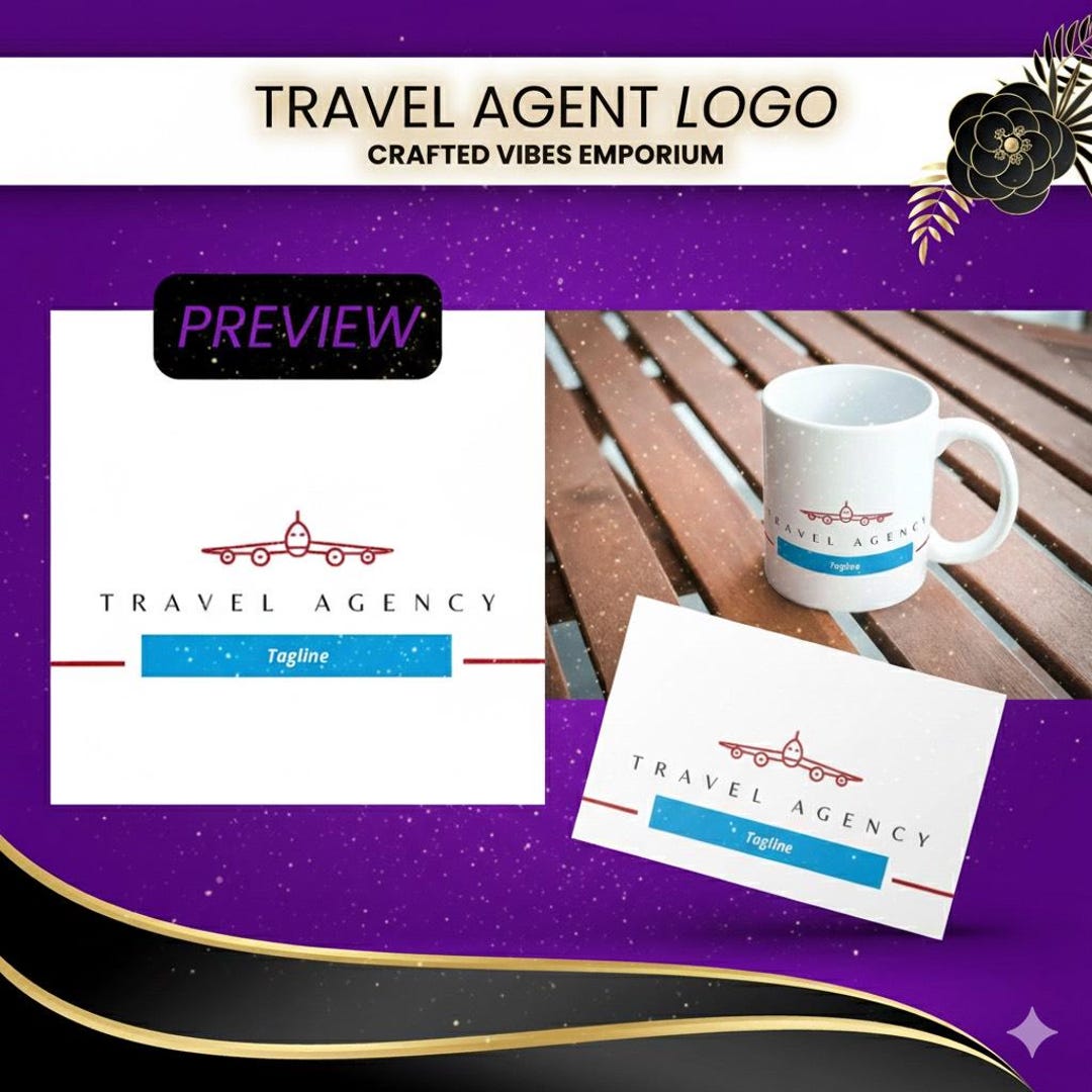 Premade Travel Agency Logo, Customizable Canva Template (PDF) - Etsy