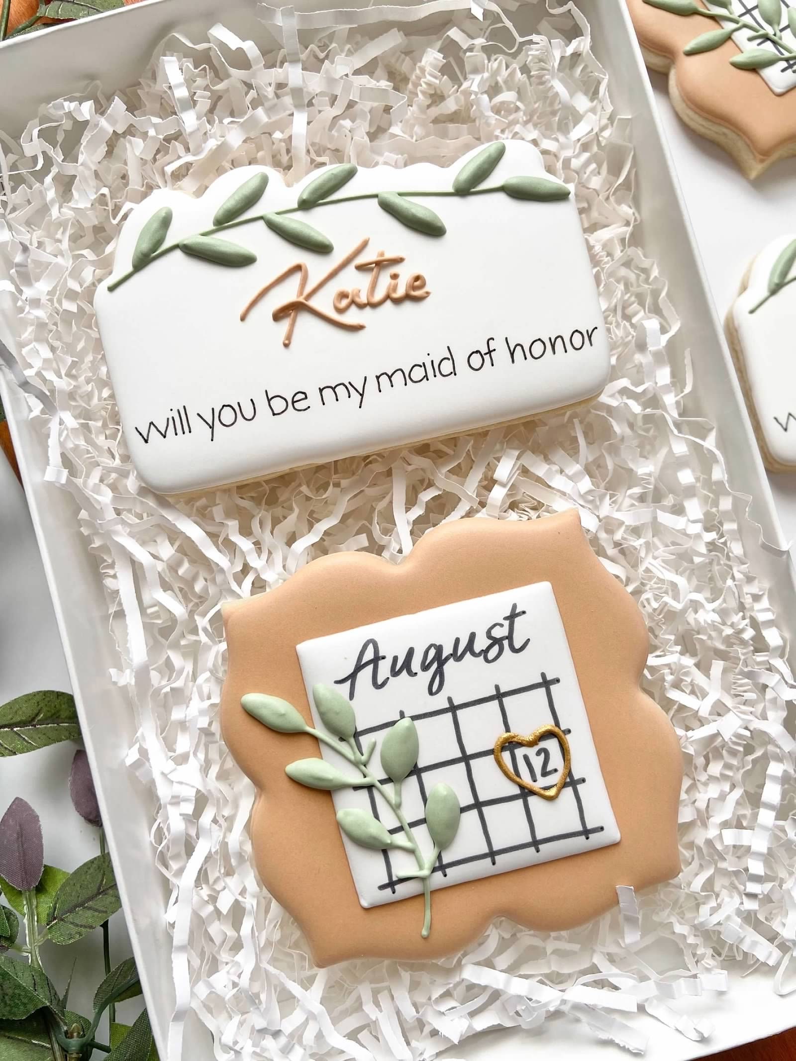 Personalized Bridesmaid Proposal Cookie Gift Box Set california ...