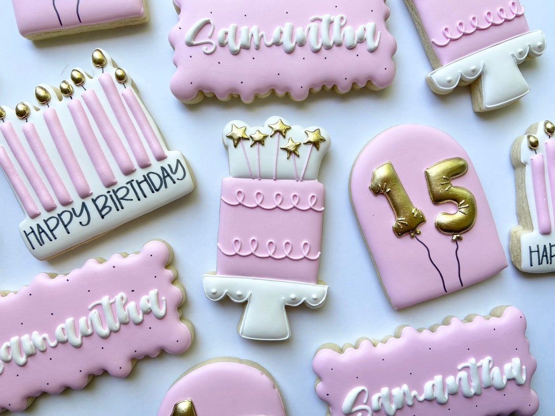 12 Personalized Birthday Cookies (california Shipments Only) - Etsy