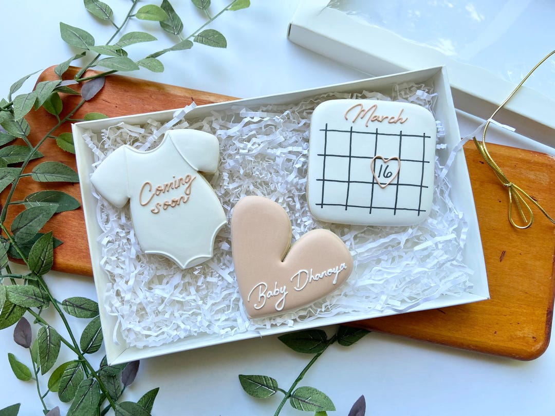 Personalized Baby Announcement Cookie Gift Box Set (california ...