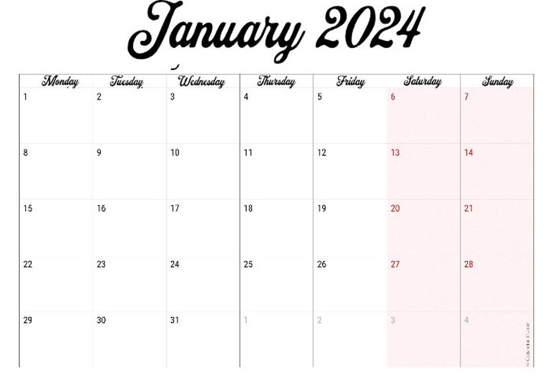 Standard Calender 2024 - Etsy